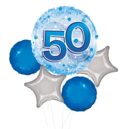 Large Blue Happy 50th Birthday Clearview Balloon | Helium Balloons ...