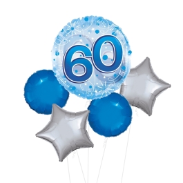 Large Blue Happy 60th Birthday Clearview Balloon | Helium Balloons ...