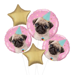 Party Pug Birthday Balloon | Helium Balloons Delivered UK