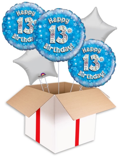 Happy 13th Birthday Blue Holographic Balloon