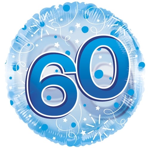 Large Blue Happy 60th Birthday Clearview Balloon | Helium Balloons ...