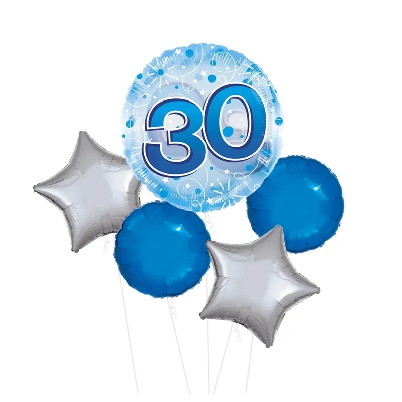 Large Blue Happy 30th Birthday Clearview Balloon