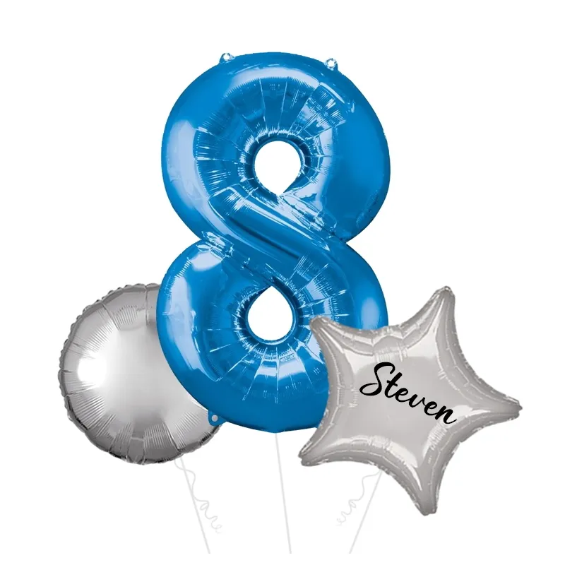 Large Blue Shape Balloon No 8 delivered inflated in UK