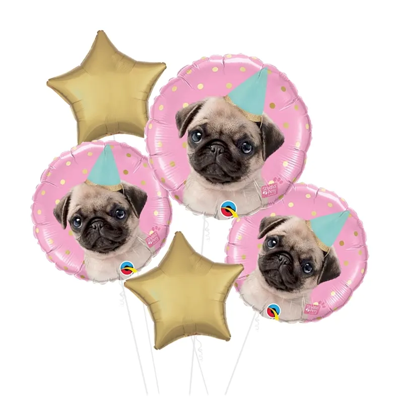 Party Pug Birthday Balloon | Helium Balloons Delivered UK