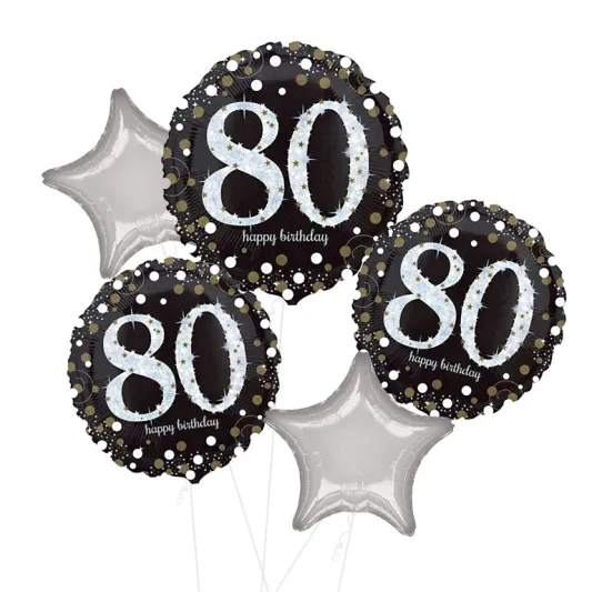 Sparkling 80th Birthday Balloon delivered inflated in UK