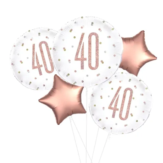 40th Birthday Glitz Rose Gold Balloon delivered inflated in UK